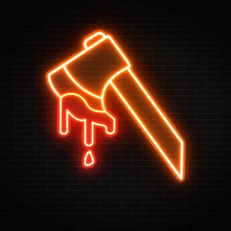 Bloody Ax Halloween Home Decor Neon Sign