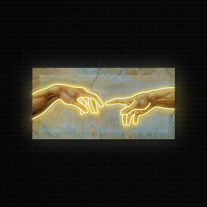 The Creation Of Adam Hands Neon Sign - Artistic Vibe